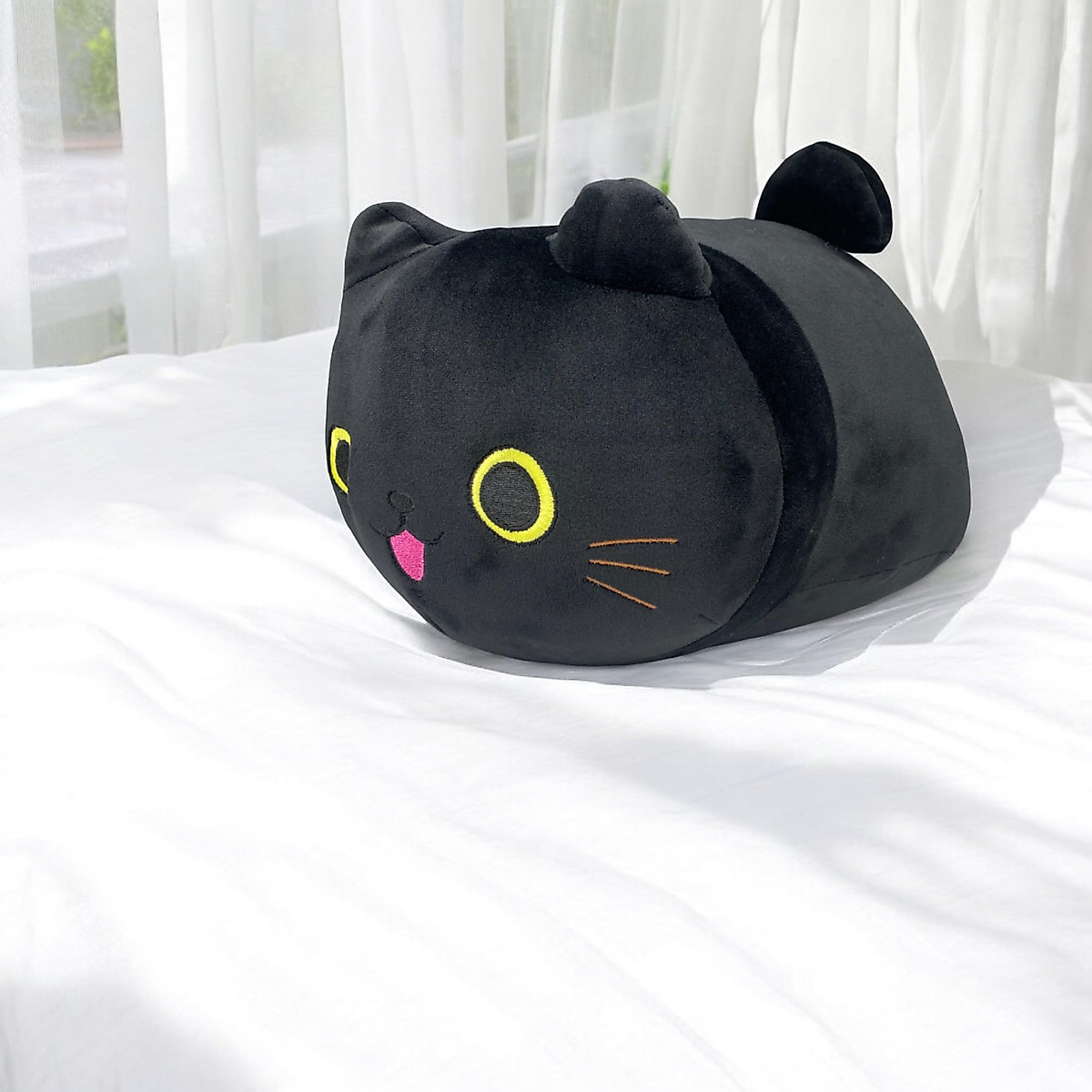 Pineapple Black Cat Plush Toy, Soft Cat Pillow Squishy Plushies, Cute Black Cat Stuffed Animals, Stuffed Cat Plushie, Black Cat Stuffy Kawaii Plush Toys for Girls, Boys, Kids (10 Inch)