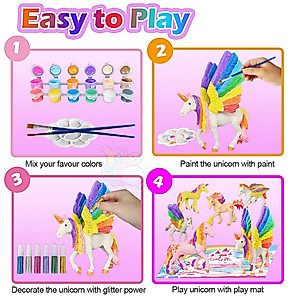 Yileqi Paint Your Own Unicorn Painting Kit, Unicorns Paint Craft for Girls Arts and Crafts for Kids Age 4 5 6 7 8 9 Years Old, Unicorn Party Favor Art Supplies DIY Kit Activities for Kid Birthday Gift