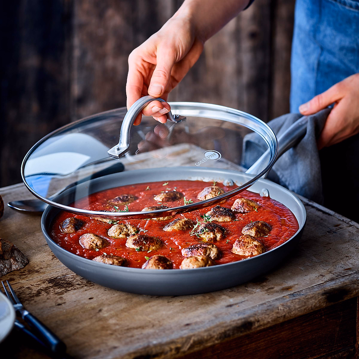 GreenPan Ceramic 12-inch Nonstick Frying Pan, Oven Safe Gray & GreenPan Ceramic 5-inch Nonstick Egg Pan, Black