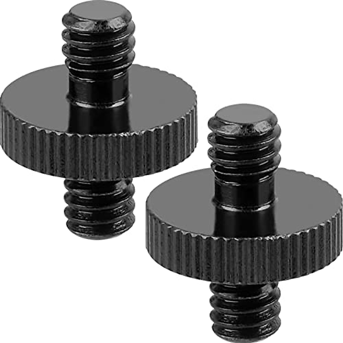 1/4" Male to 1/4" Male Threaded Tripod Screw Adapter Double Head Stud Standard Mounting Thread Converter for Camera Cage Mount Light Stand Monopo Shoulder Rig Tripod Black-2 Packs