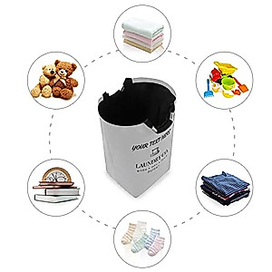 Custom Wash Dry Fold Repeat Laundry Hamper Personalized Large Laundry Bag Collapsible Oxford Cloth Durable Storage Bin for Clothing Organization, 22.7 Inch