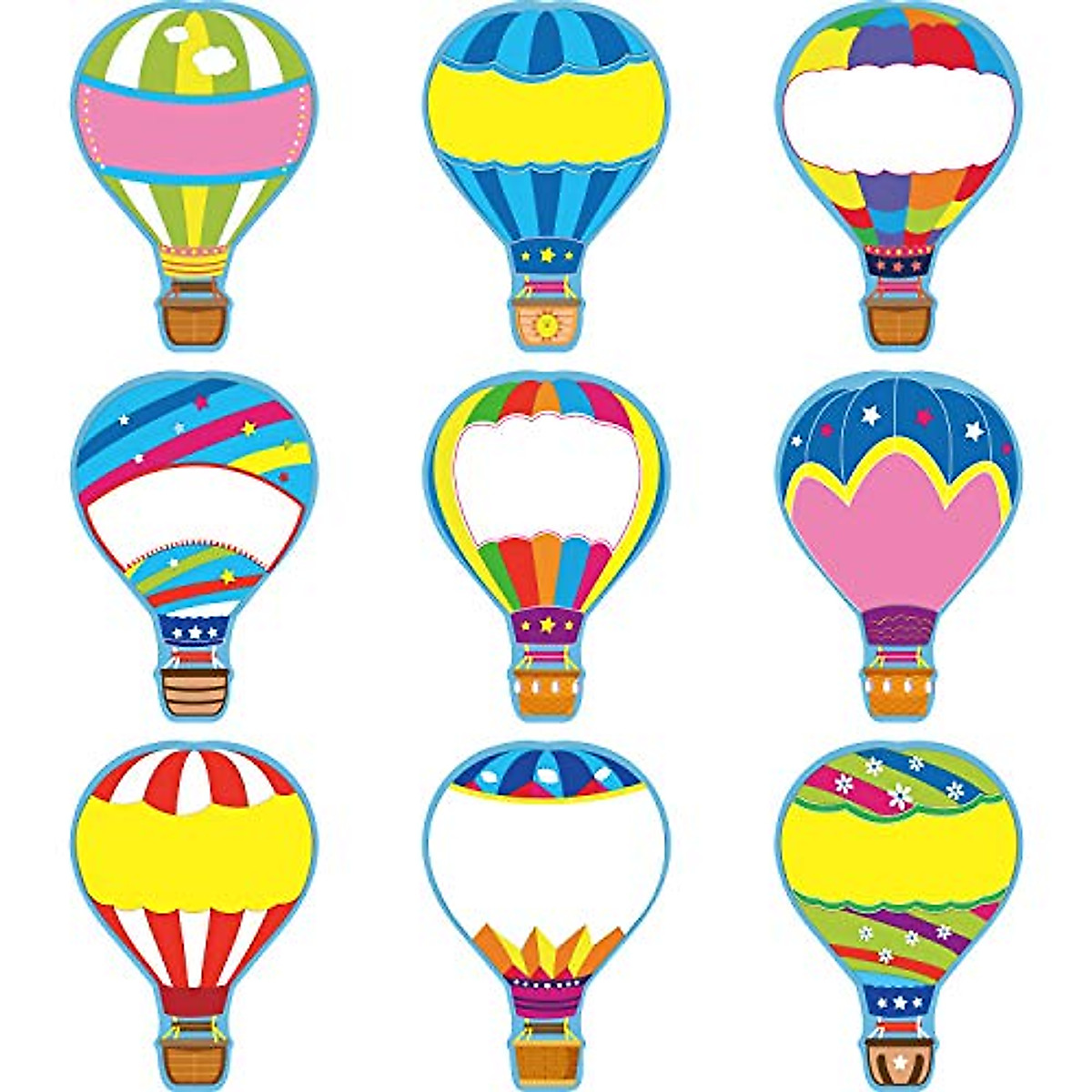 Colorful Hot Air Balloon Name Tags for Classroom & Kids Rooms