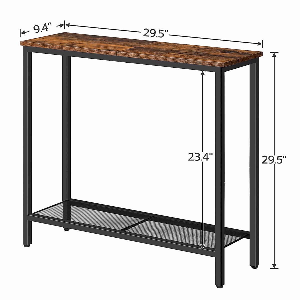 HOOBRO 2 Pack 29.5 Inches Narrow Console Table, Small Sofa Table, Entryway Table with Shelves, Side Table, Display Table, for Hallway, Bedroom, Foyer, Living Room, Rustic Brown and Black