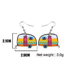 Bonsny Acrylic Drop Dangle Cartoon Funny Camper Van's Camping Car Earrings Jewelry For Women