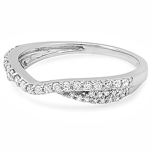 Dazzlingrock Collection 0.36 Carat (ctw) 18k Round Diamond Stackable Wedding Band for Women 1/3 CT, White Gold, Size 6