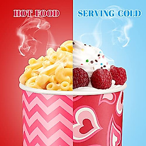 200 Pcs Ice Cream Cups Red Treat Snack Cups Mother's Day Heart Shaped Bowls 9 oz Disposable Paper Cup Red Pink Dessert Ice Cream Bowls for Valentine's Day, Baby Shower Decor