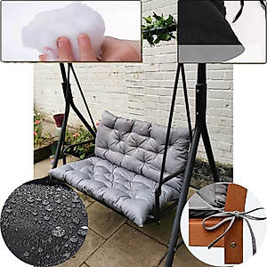 Maeppara Swing Replacement Cushions with Backrest, Waterproof Bench Cushion for Outdoor Furniture 2-3 Seater Washable, Comfy Patio Chair Cushion Garden Decoration Lawn Chair Pads
