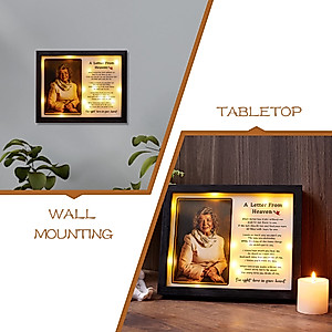 WOODEXPE Sympathy Gift LED Memorial Shadow Box Memorial Picture Frame for Loss of Loved One 4x6 Photo (A Letter from Heaven Black)