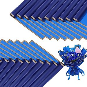 TONGMAN 20 Pcs Pure color gold edge Flower Wrapping Paper,Florist Bouquet Supplies,DIY Crafts,Suitable for all festivalsGift Packaging or Gift Box Packagingpaper, 22.8x22.8Inch (Blue)