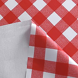Obstal 100% Waterproof PVC Table Cloth, Oil-Proof Spill-Proof Vinyl Rectangle Tablecloth, Wipeable Table Cover for Outdoor and Indoor Use, 54x78 Inch, Red and White Checkered Pattern