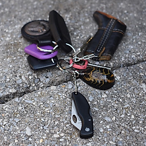TG,LLC Treasure Gurus Folding Pocket Knife Self Defense Keychain Serrated Blade Key Ring Hunting Gift