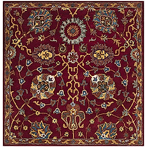 SAFAVIEH Heritage Collection 6' Square Red HG655A Handmade Traditional Oriental Premium Wool Area Rug