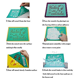 BOOLOOEN Silk Screen Stencils Self-adhesive Transfer Stencil Reusable Washable Mesh Stencil for Wood Fabric DIY Home Decor 8.5x11inch(love)