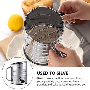 Hemoton Hand-Operated Powder Sieve Flour Sifter Cooking Rotary Baking Sifter Sugar Powder Sifter Kitchen Cake Icing Tools Baking Sieve Filter Stainless Crank to Rotate