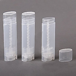 CTKcom 100 Pcs Oval Lip Balm Tubes With Lids,Plastic Deodorant Lip Lipstick Balm Tubes,Empty Plastic Containers 5ml 5Gram,Chapstick Tubes100Pcs (Clear)