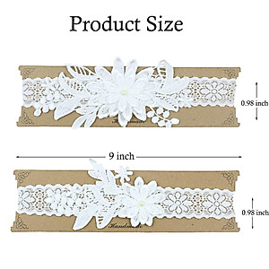 2 Pieces Lace Wedding Garter Set White Flower Lace Fabric Garter Belt Elastic Leg Garter with Flower Bridal Accessories for Women and Girls(Flower)