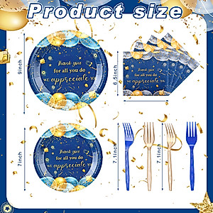 Tiangrid 96 Pcs Pastor Appreciation Decoration Thank You Customer Service Week Party Supplies We Appreciate You Disposable Plates and Napkins Set for Christmas Retirement Employee Appreciation Party