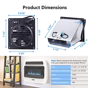Criditpid WHF100 Vent-Free Wall Heater Blower Fan for Mr. Heater, Dyna-Glo, Dyna-Glo 30,000 BTU, Comfort Glow Vent Free Heaters, Replacement Ventless WHF100 Dyna-Glo Heater Fan Accessory Kit