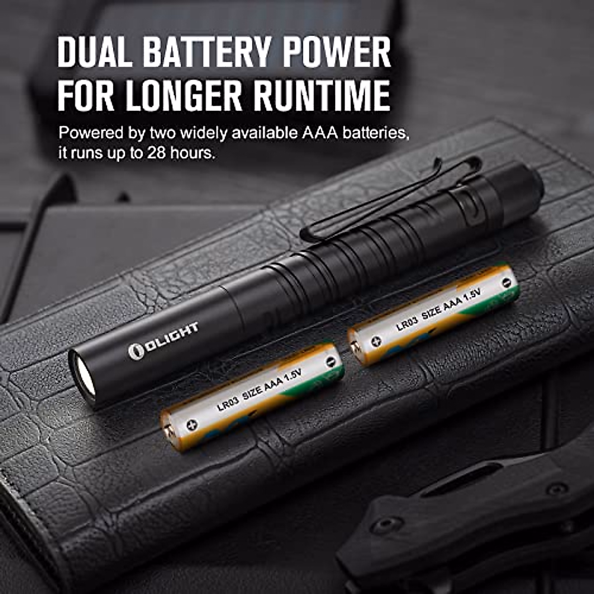 OLIGHT I3T Plus 250 Lumens EDC Pocket Slim Flashlight with 2 AAA Batteries and a PMMA Optic Lens, Tail-switch LED Flashlight with Dual Direction Pocket Clip for Camping, Outdoor, and Emergency (Black)