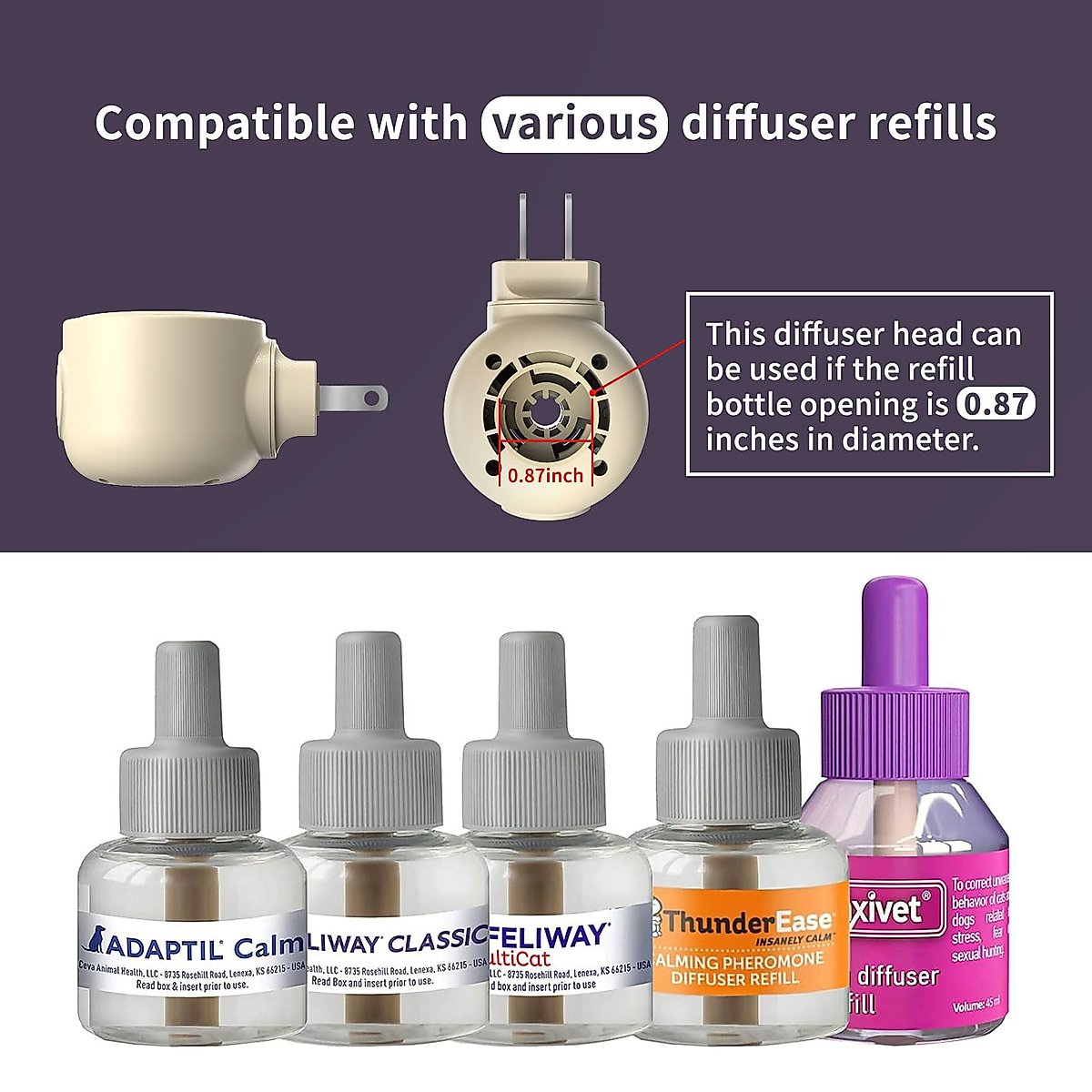 Cat Calming Diffuser Plug-in, Pheremones Calming Diffuser for Cats and Dog Multicat Diffuser Starter Kit Compatible with Cat Calming Spray, ONLY Diffuser Head