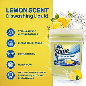 Ultra Shine™ 2X Platinum™ Dishwashing Liquid - Lemon Scent - 5 Gallons (Retail Case w/Pump)