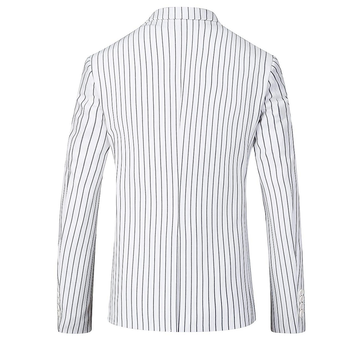 Mens 3 Piece Pinstripe Suit Slim Fit Casual Dress Suits Blazer + Vest + Pants US Size 32 White