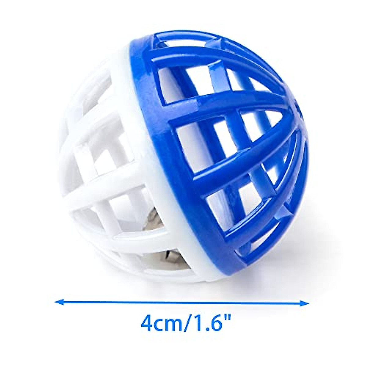 CHIWAVA 45PCS 1.6'' Cat Toy Ball with Bell Plastic Lattice Jingle Balls Kitten Chase Pounce Rattle Toy Assorted Color