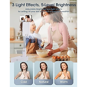 2024 Newest Overhead Phone Stand for Recording, [Enhance brightness&Ultra-Stable]Fully Foldable Mobile Phone Holder,Cover all-around viewing angles Phone Stand for live streaming,Cooking,Vlogging Kit