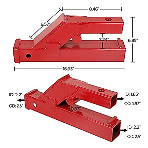 Gooeap Clamp On Trailer Hitch Tractor Ball Bucket Trailer Receiver Hitch 2" Hitch Mount Adapter Compatible with Deere Bobcat Tractor Bucket Red