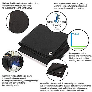 OASD 3x3FT 16 oz High Tempe Welding Felt 450GSM Carbon Fiber Welding Protective Blanket with the Pre-oxidation and Carbonization Treatment 3mm Thickness, Torch Shield Plumbing Heat and Grommets