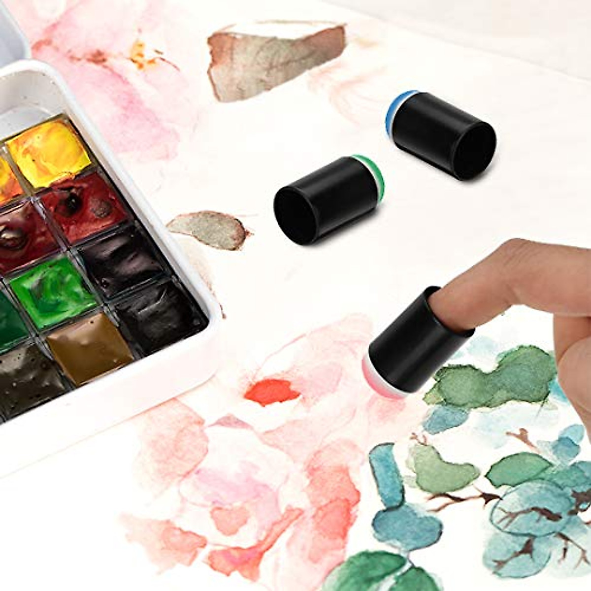 40 Pcs Finger Sponge Daubers with Storage Box for Painting Chalk Ink Card Making Drawing