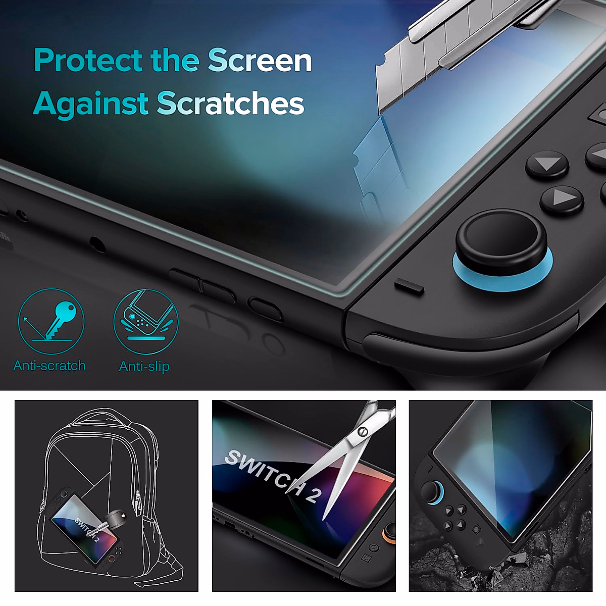 ivoler 4-Pack Screen Protector Tempered Glass for Nintendo Switch 2 [7.9 inch] 2025 with [Alignment Frame] Travel Case Friendly Accessories Transparent Clear Screen Protector for Nintendo Switch 2