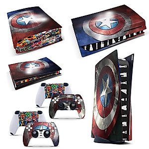 PS5 Disk Console Superhero Skins for PS5 Disk Playstation 5 Console Decal Sticker + 2 Controller Set