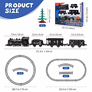 Electric Train Set for Kids- Battery- Powered Model Train with, Sounds& Lights Steam Locomotive Engine, Cargo Cars& Tracks- Christmas Train Sets for Under The Tree