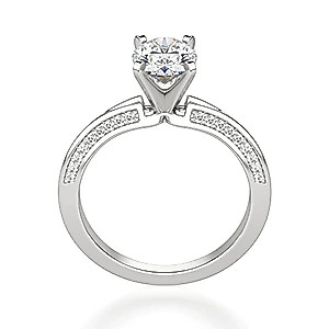 3.10 CT Oval Moissanite Engagement Ring Wedding 925 Sterling Silver,10K/14K/18K Solid Gold Wedding Set Solitaire Accent Halo Style, Silver Anniversary Promise Ring Gift for Her (moissanite)