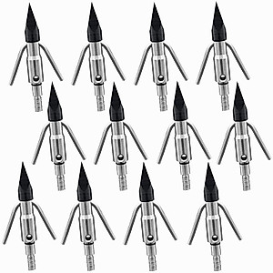 Fishing Arrow Heads Points Bowfishing Broadheads Bow Fish Tips 225 Grain Removeable Head Archery Hunting Screw Tips for Compound Bow,Crossbow and Recurve Bow (12pcs)