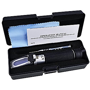 Alcohol Refractometer - 0-80% Alcohol Volume Percent with ATC for Distilled Beverages, Whiskey, Vodka, Gin, Tequila - Portable with Extra LED Light & Pipettes - Accurate Alcohol Measurement Tool