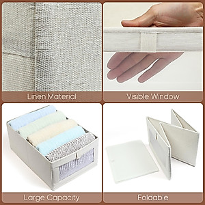 KOAZIFORU Linen Closet Organizers and Storage, Foldable Shelf Organizer with Visible Window Organization and Storage of Jeans Shirts Toys Storage Bins Sheet Organizer 6 Pack