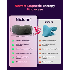 Neck Stretcher for Neck Pain Relief, Cervical Neck Traction Device with Magnetic Therapy Pillowcase, Neck Hump Corrector, Neck and Shoulder Relaxer for TMJ, Cervical Spine Alignment, Yellow