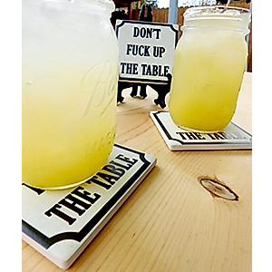 Absorbent Stone Drink Coasters - Funny Coasters for Drinks - Huge 4.25 Inch Square Ceramic Stone with Cork Backing Coaster