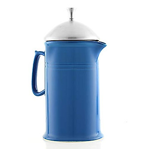 Chantal Stoneware French Press with Stainless Steel Plunger and Lid, 28 ounce capacity, Blue Cove