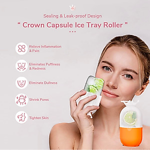 Ice Roller for Face and Eye, Face ice mold - Silicone Ice Mold for Face - Cold Facial Massage Roller Skin Care Tools for Eye Puffiness Relief, Brighten Lubricate Shrink Pores (Orange)