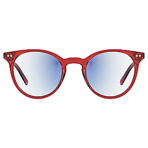 Kate Spade New York Women's Misa Blue Light Reading Glasses Round, Red/Demo Lens, 49mm, 21mm + 2.5