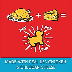 Pup Corn Plus - Puffed Dog Treats with Prebiotics and Probiotics - Chicken and Cheddar Cheese (4oz) - Made in USA (Pack of 3)