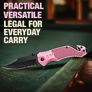 GOOD WORKER Legal Pink Pocket Knife for Women Self Defense - 2.95” Serrated Folding Blade Knives - Cute Girl Tool - Gifts Idea for Her - Perfect for Gilfriend Wife Woman - Gifts for Mother 6680 P