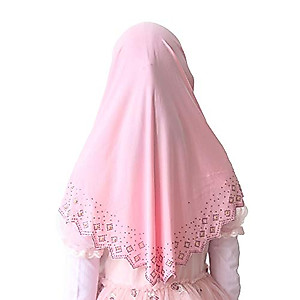 Modest Beauty Girls/Children Hijab Scarf Headscarf Wrap one Piece Muslim Amira with Czech Drill