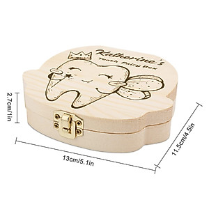 Artsadd Custom Name Tooth Fairy Box, Personality Wooden Tooth Storage Holder Container, Personalized Baby Boy Girl Keepsake Gift for Teeth Childhood Memory