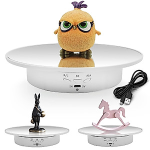 Fotoconic Motorized Rotating Display Stand, 20CM /Load 8KG, 360 Degree Electric Rotating Turntable for Photography Products, Jewelry, Cake,3D Model,Mirror Cover (White)