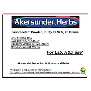 Akersunder Fasoracetam Powder, Purity 99+%, 25 Grams, 100mg Scoop Inside