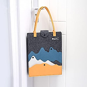 W WELCOYSINE Reusable Felt Bag Shopping Basket Storage Wood Log Carrier for Hospital, Shopping, Beach, Travel (DARK GREY-01 )